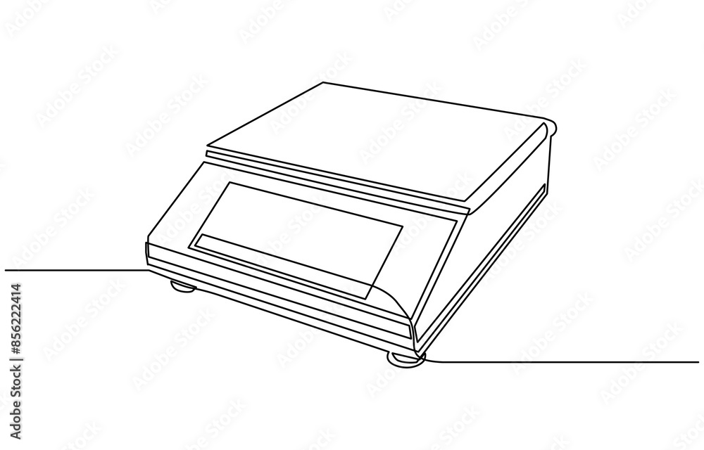 Continuous line drawing classic kitchen scale concept, Continuous Line ...