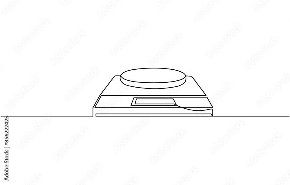 Continuous line drawing classic kitchen scale concept, Continuous Line ...