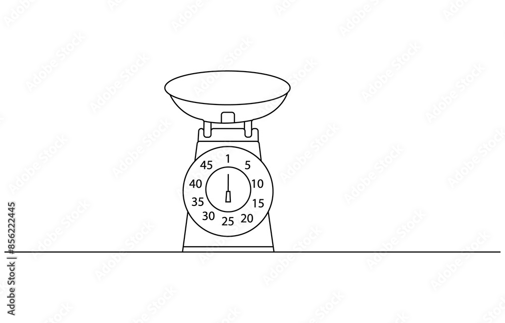 Continuous line drawing classic kitchen scale concept, Continuous Line ...