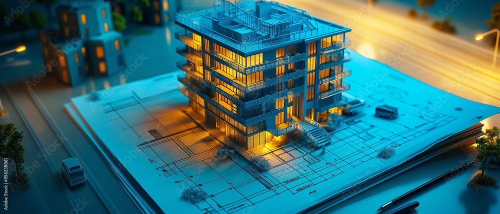 AI generator image of Blueprint 3D plastic model brightly colorful ...