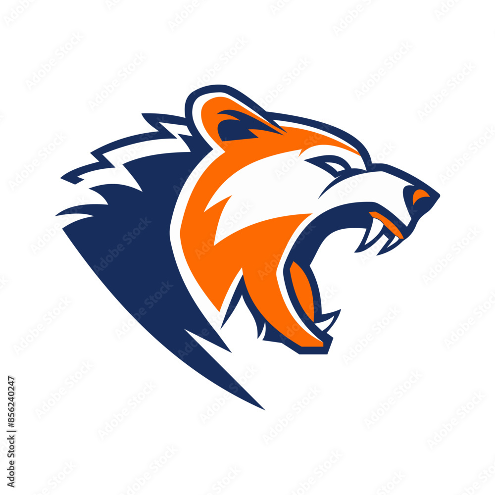 Growling bear logo. Sports logo of a beautiful angry grizzly bear for ...