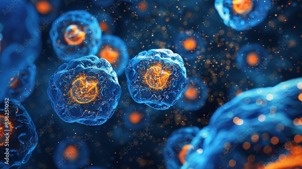 Microscopic view of genetically engineered cells Stock Illustration ...