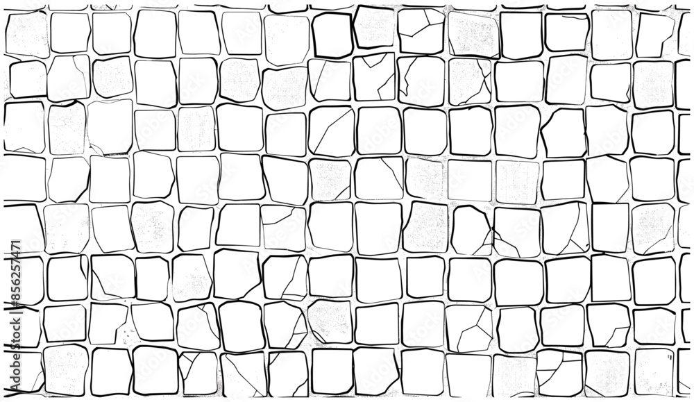 vector cobble stone on ground, mosaic tiles pattern, line art texture ...