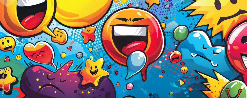 World Emoji Day background with a vibrant comic book style, featuring ...