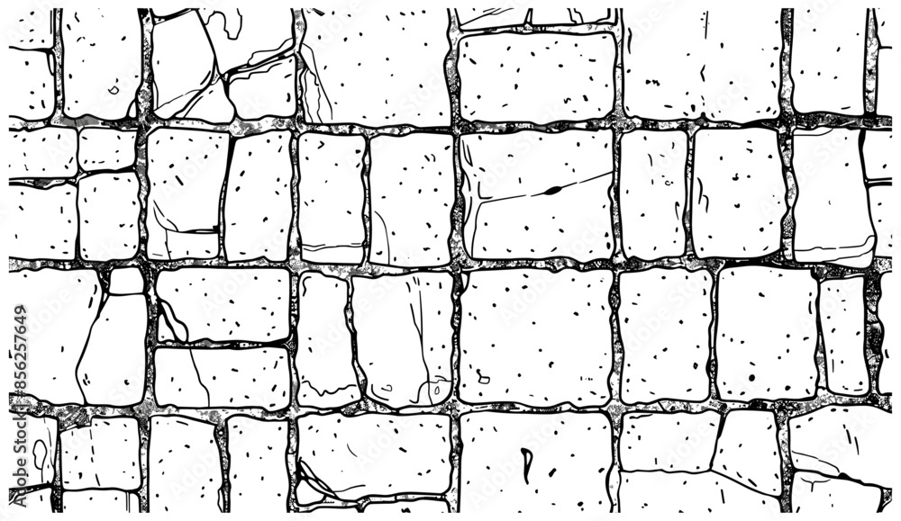 vector cobble stone on ground, mosaic tiles pattern, line art texture ...
