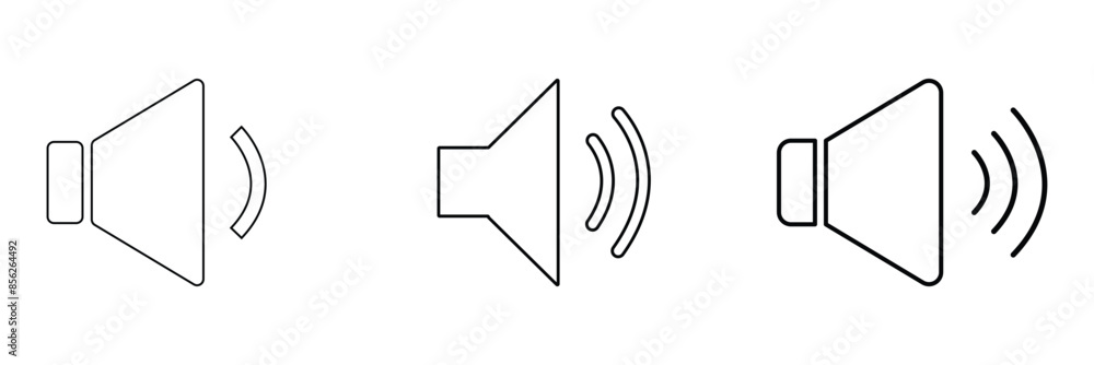 Speaker black line icon vector on white background, Loudspeaker icon ...