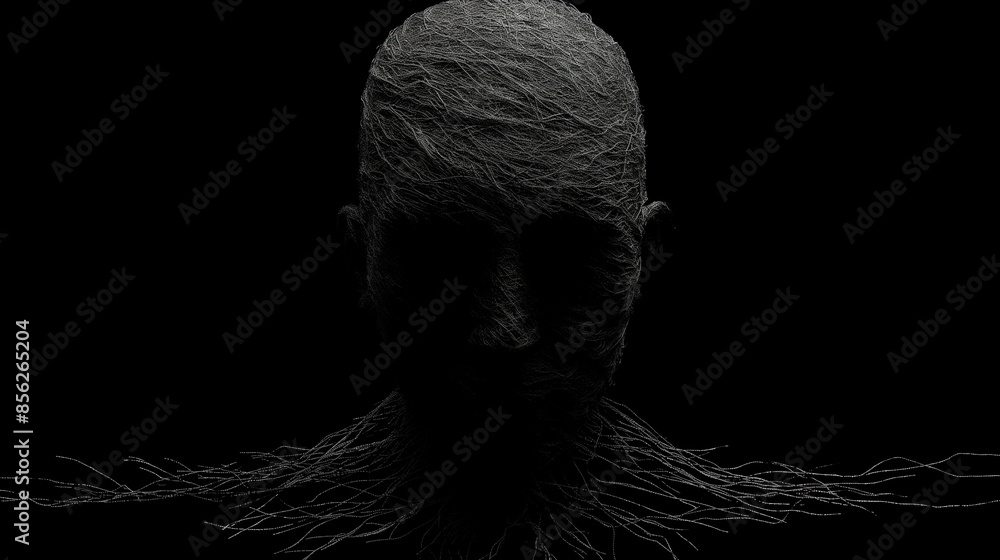 abstract dark evil person with partially visible face without face ...