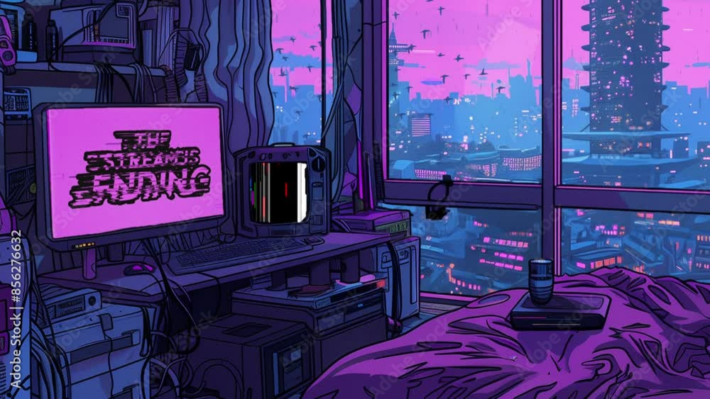 The Stream Is Ending title screen, overlay loop, animated virtual ...