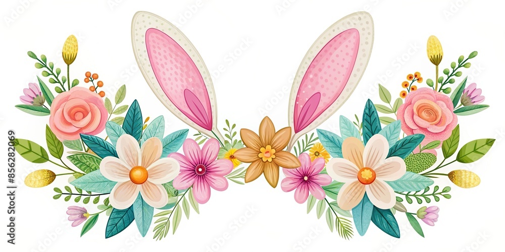 Cute and whimsical flower bunny ears clipart for Easter or spring ...