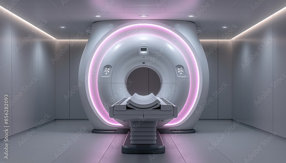 A MRI machine with unique pink lighting, highlighting the blend of ...