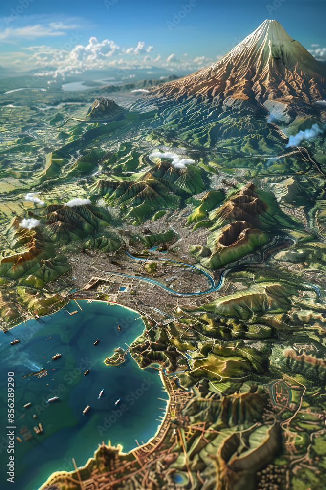 Comprehensive Geographic and Urban Layout Map of Java Island with Major ...