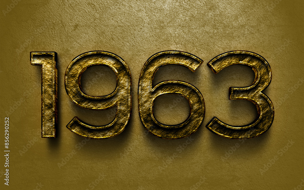 3D dark golden number design of 1963 on cracked golden background ...