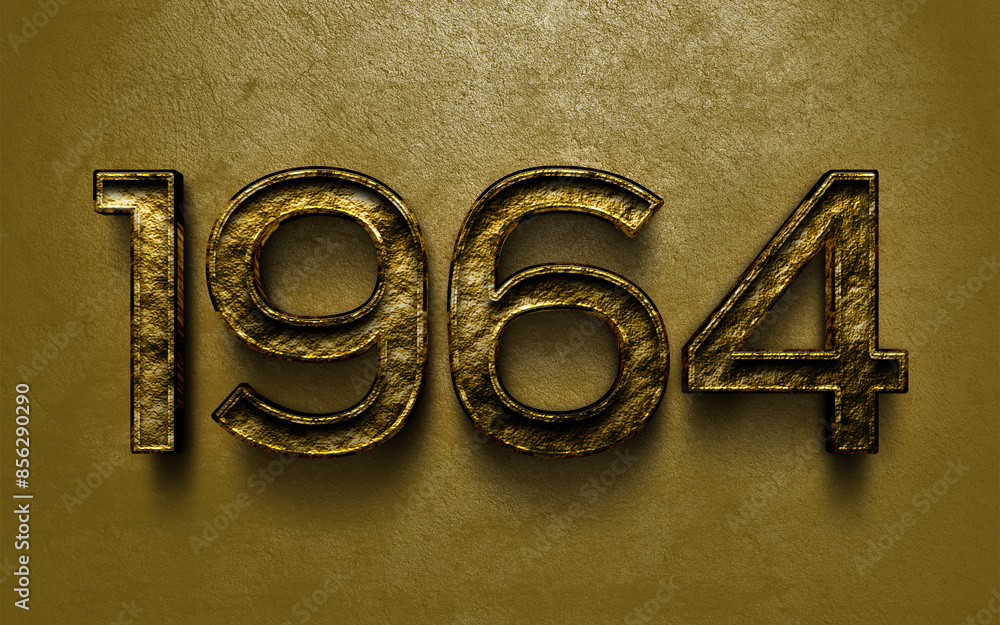 3D dark golden number design of 1964 on cracked golden background ...