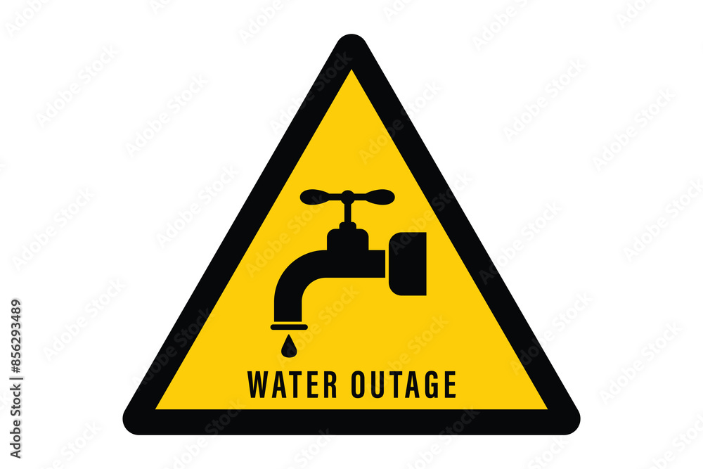 Water outage symbol, Water shutdown sign, caution sign Stock Vector ...