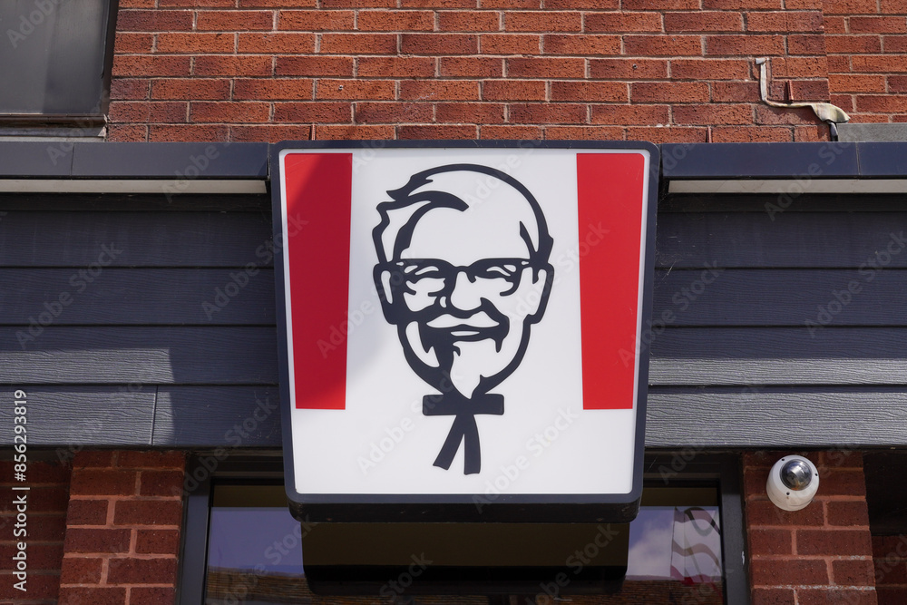 New Milton, England 5 June 2024 - KFC logo on exterior of American fast ...