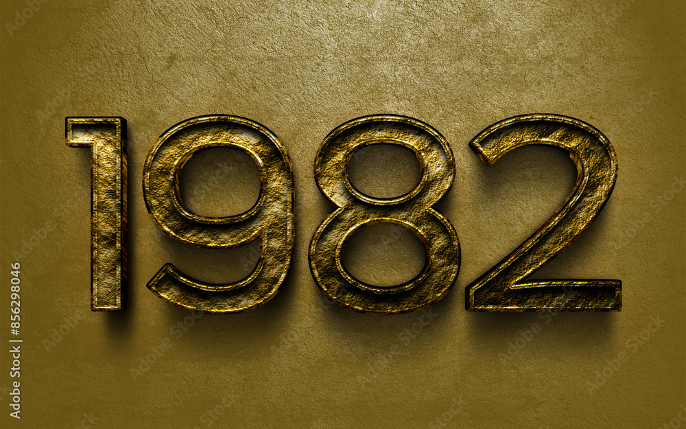 3D dark golden number design of 1982 on cracked golden background ...