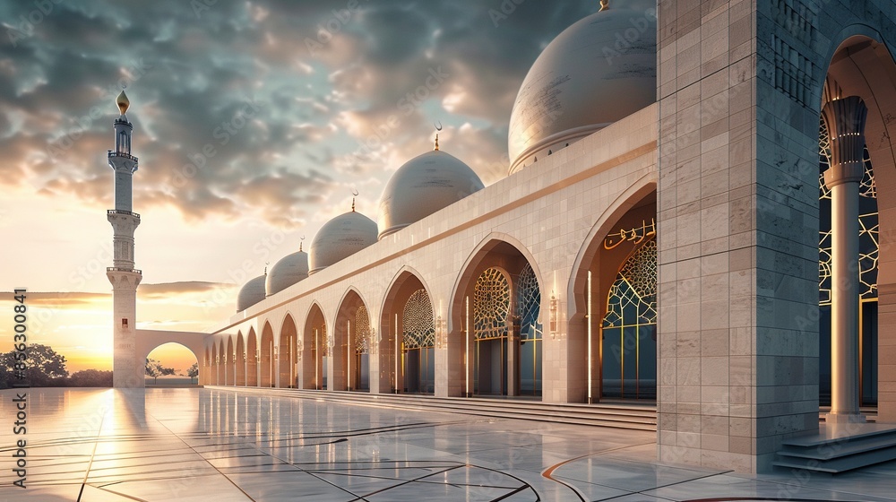 luxury mosque, epic magazine photo, arab symbols and texture on ...