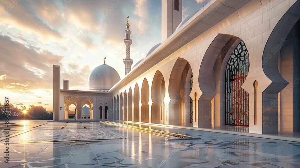 luxury mosque, epic magazine photo, arab symbols and texture on ...