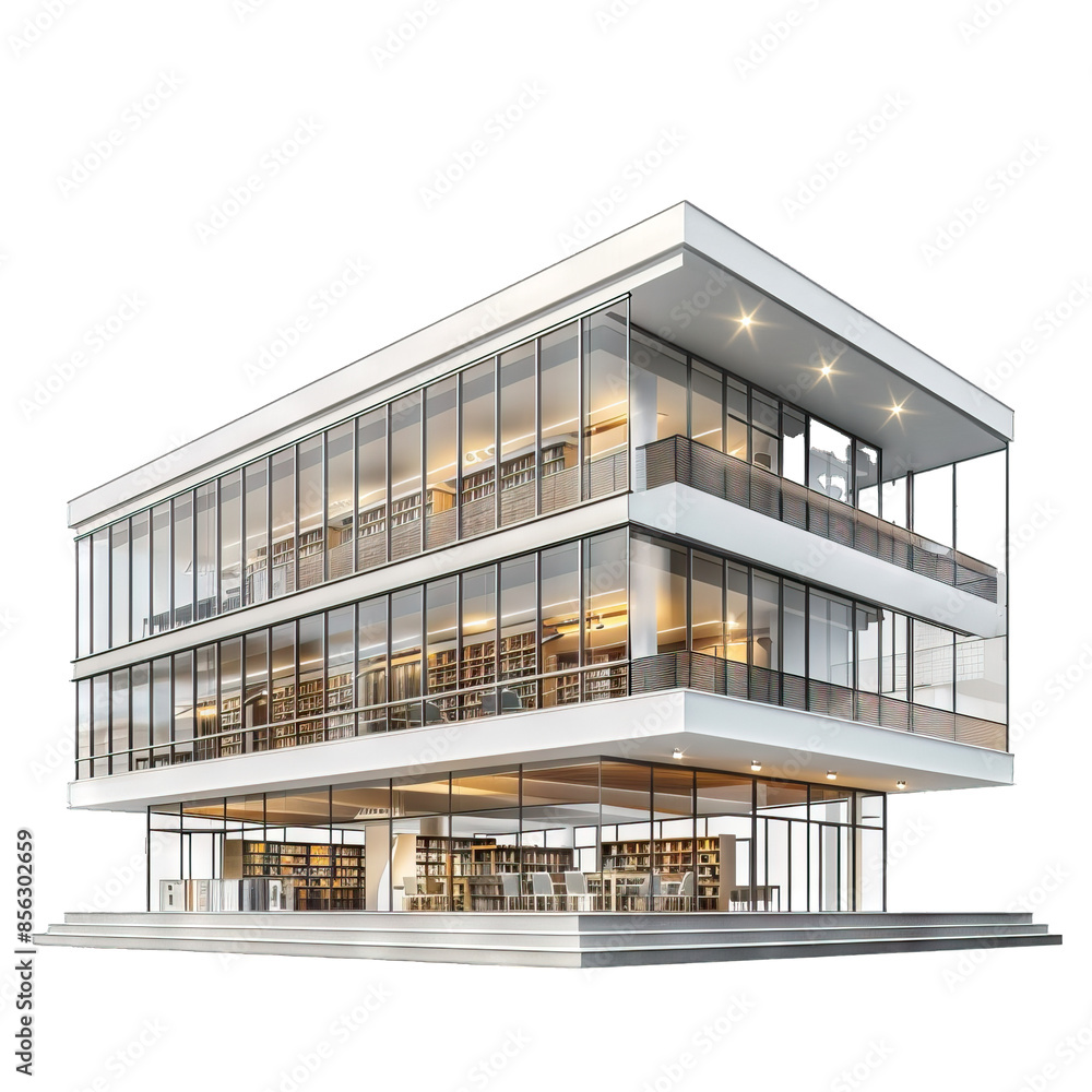 Modern Library Building with meeting rooms, for providing educational ...