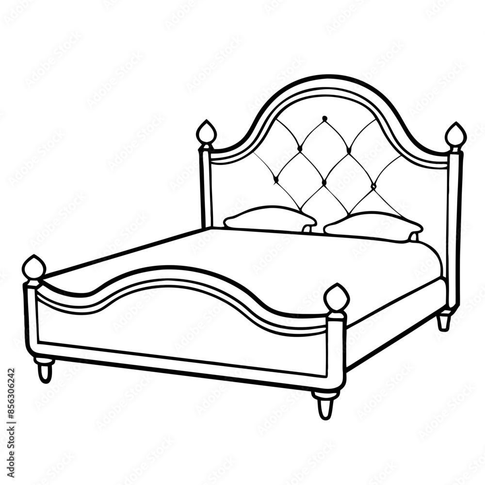 bed line drawing Stock Vector | Adobe Stock