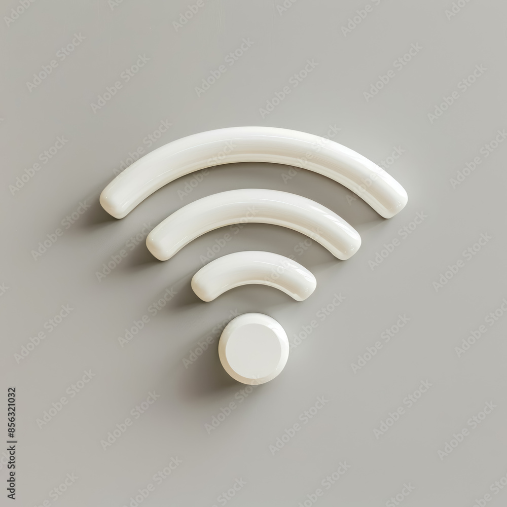 minimalist white wifi symbol on soft light grey background for modern ...