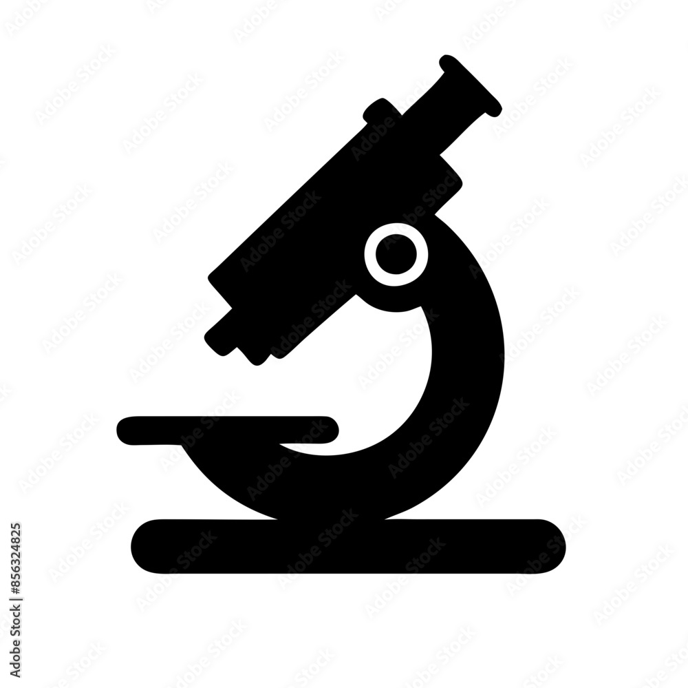 Black vector illustration of a microscope on a transparent background ...
