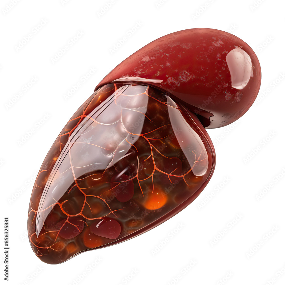 Human liver cell under a microscope, Isolated on transparent background ...