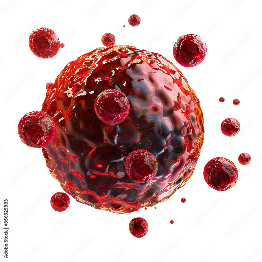 Human liver cell under a microscope, Isolated on transparent background ...