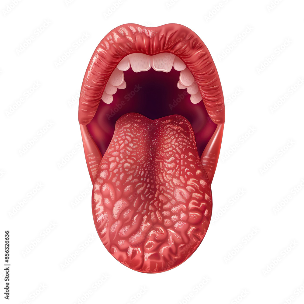 Human tongue with visible papillae, Isolated on transparent background ...