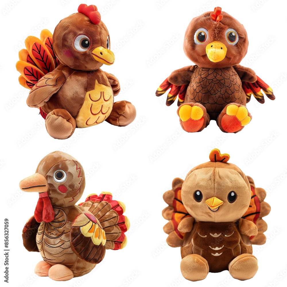 turkeys stuffed animals isolated PNG variety pack Stock Photo | Adobe Stock