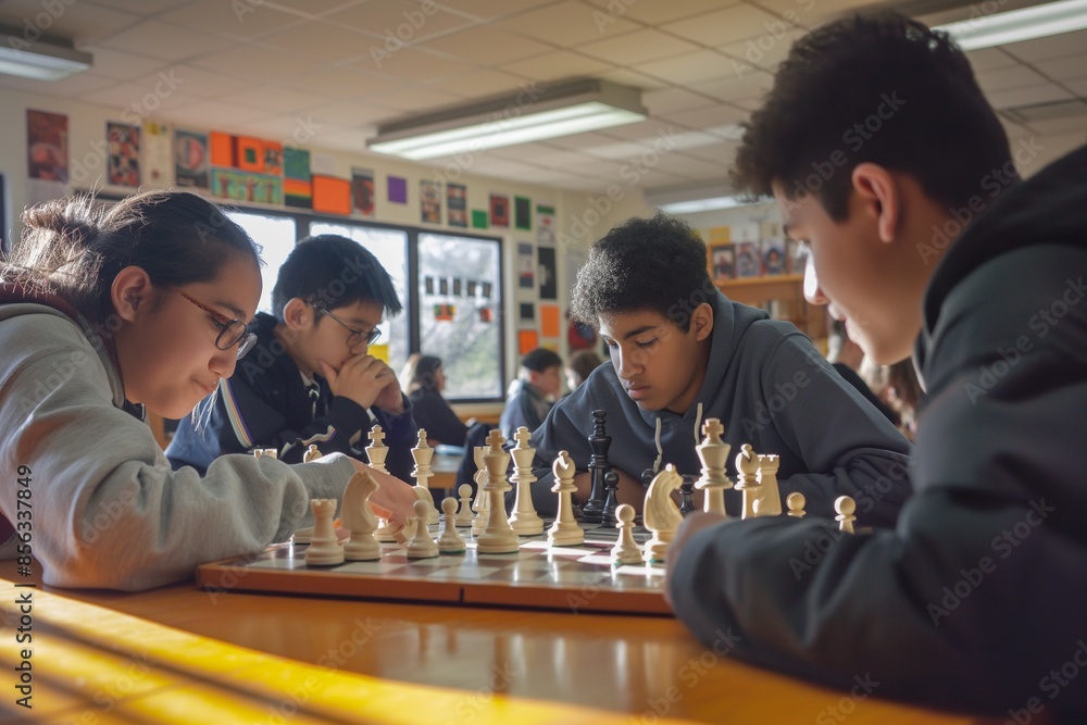 Middle school students playing chess in chess club, Enhancing Critical ...