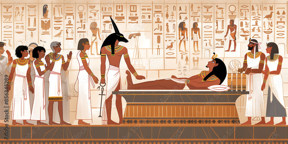 Ancient Egypt. Mummification process. Concept of a next world. Anubis ...