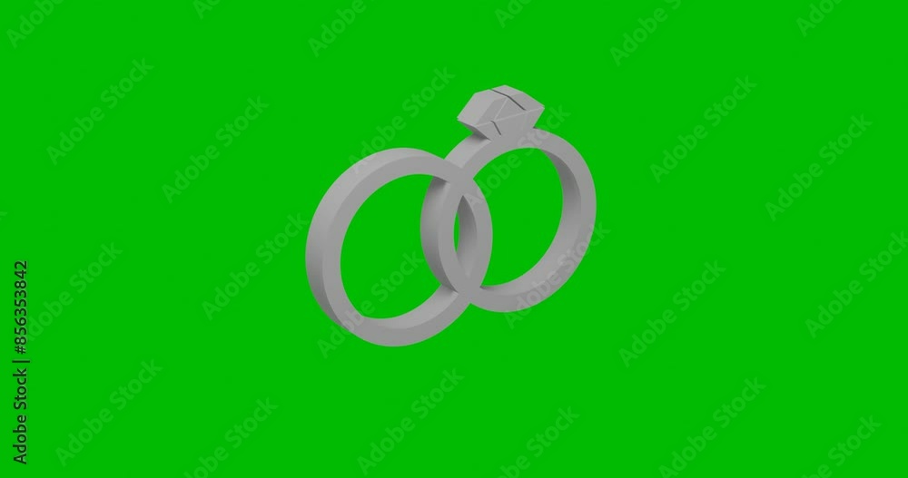 Animation of rotation of a white wedding rings symbol with shadow ...