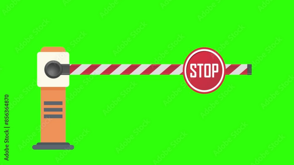Barrier Gate with stop sign open and close animation. Barricade door ...