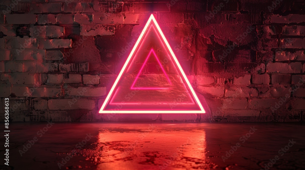 Red neon Emergency stop icon on wall background, warning sign Stock ...