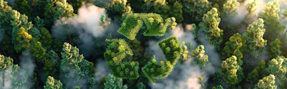 Recycle symbol on the forest background . Ecological concept. Ecology ...