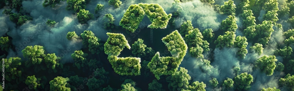 Recycle symbol on the forest background . Ecological concept. Ecology ...