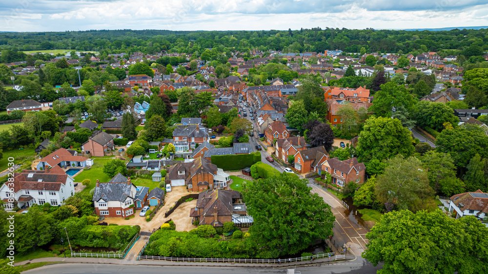 Aerial view of Brockenhurst, the largest village by population within ...