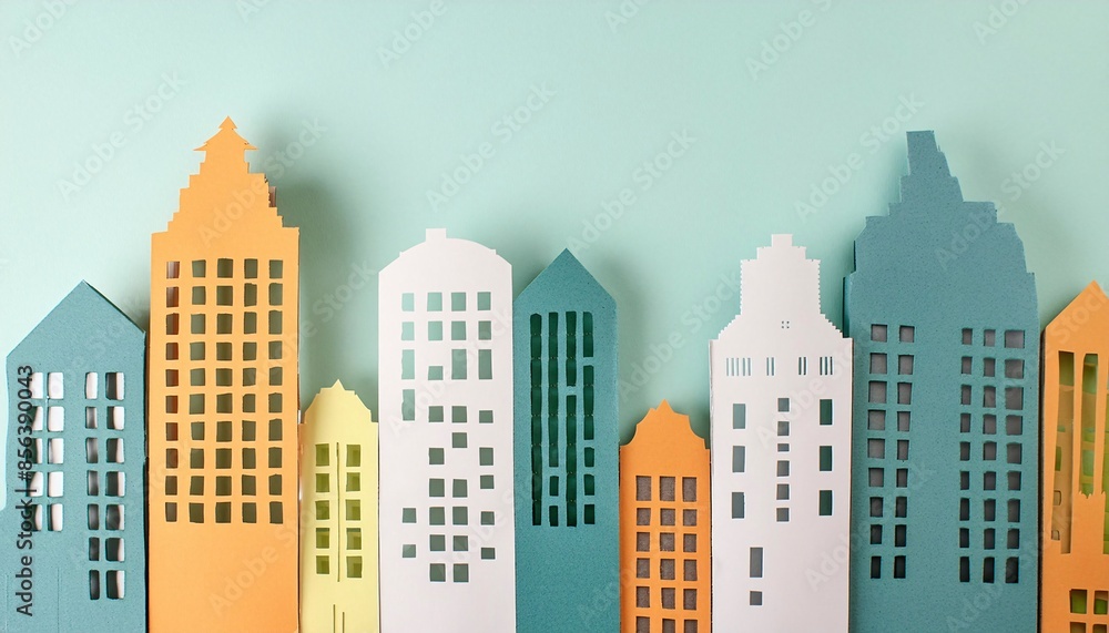 Paper fold illustration depicting an urban concept with tall buildings ...
