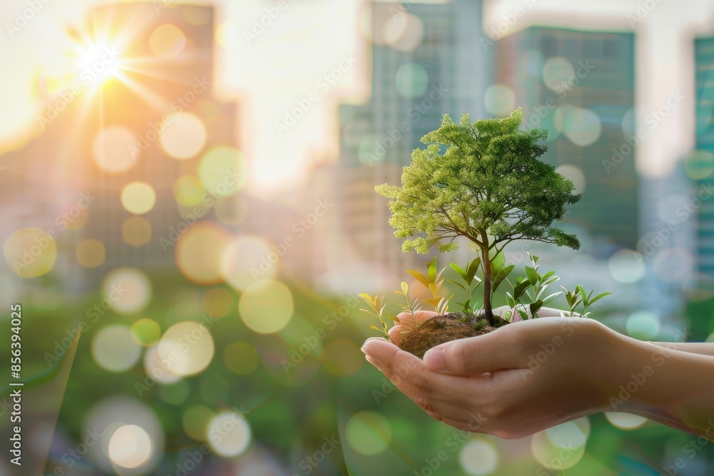 The Sustainable Development Goals (SDGs) concept: Two human hands ...