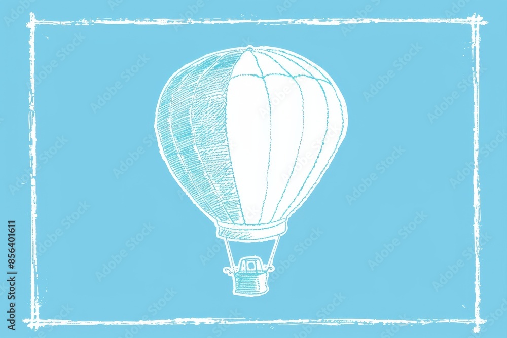 simple line drawing clip art of an air balloon, white background, light ...