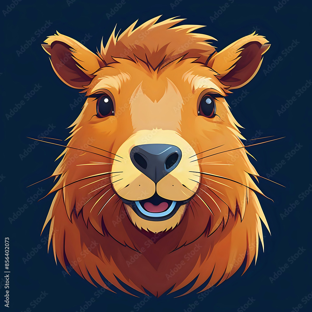 Happy Capybara Cartoon Illustration. A delightful digital painting of a ...