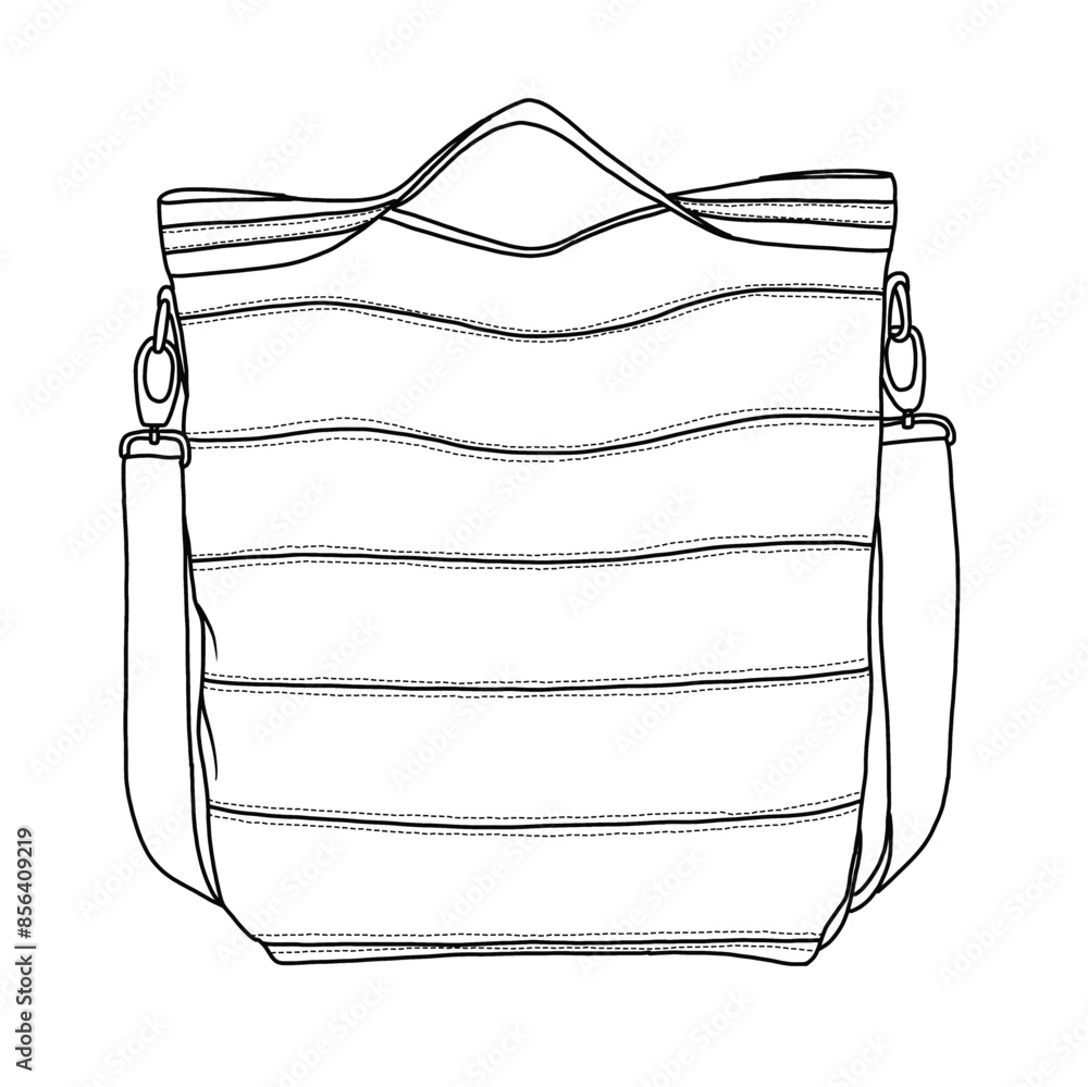 Casual Messenger Bag Top Handle Tote Cross body Bags Line art, outline ...