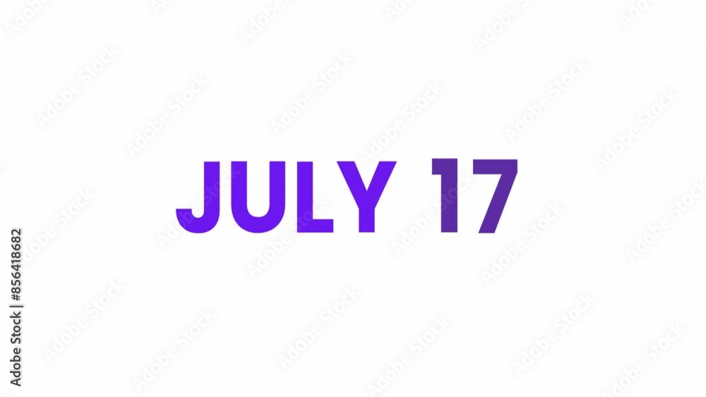 17th July calendar icon animation. Alpha matte with transparent ...