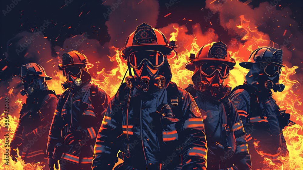 un grupo de bomberos saliendo de entre las llamas del fuego heroes que ...