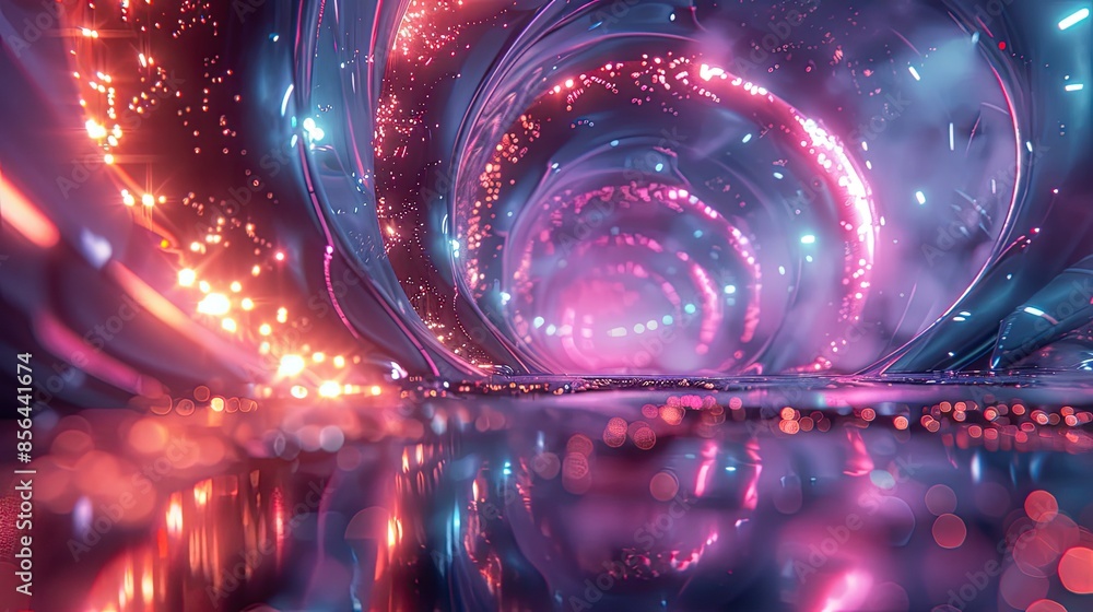 Professional wild abstract shapes, no gravity, neon lights, depth of ...