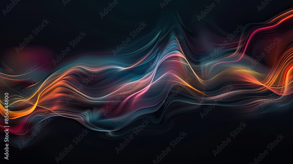 pitch black background, with wavy colors that rippled into random ...