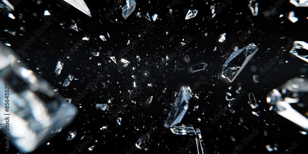 Dynamic glass texture featuring shattered pieces with bits and shards ...