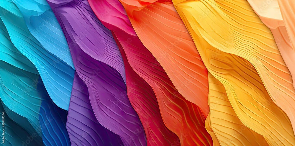colorful backgrounds of rainbow - colored fabric arranged in a row from ...