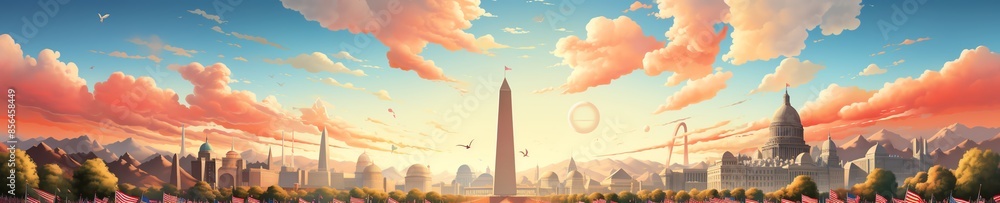 Foto de Craft a dynamic and colorful scene of an Independence Day ...